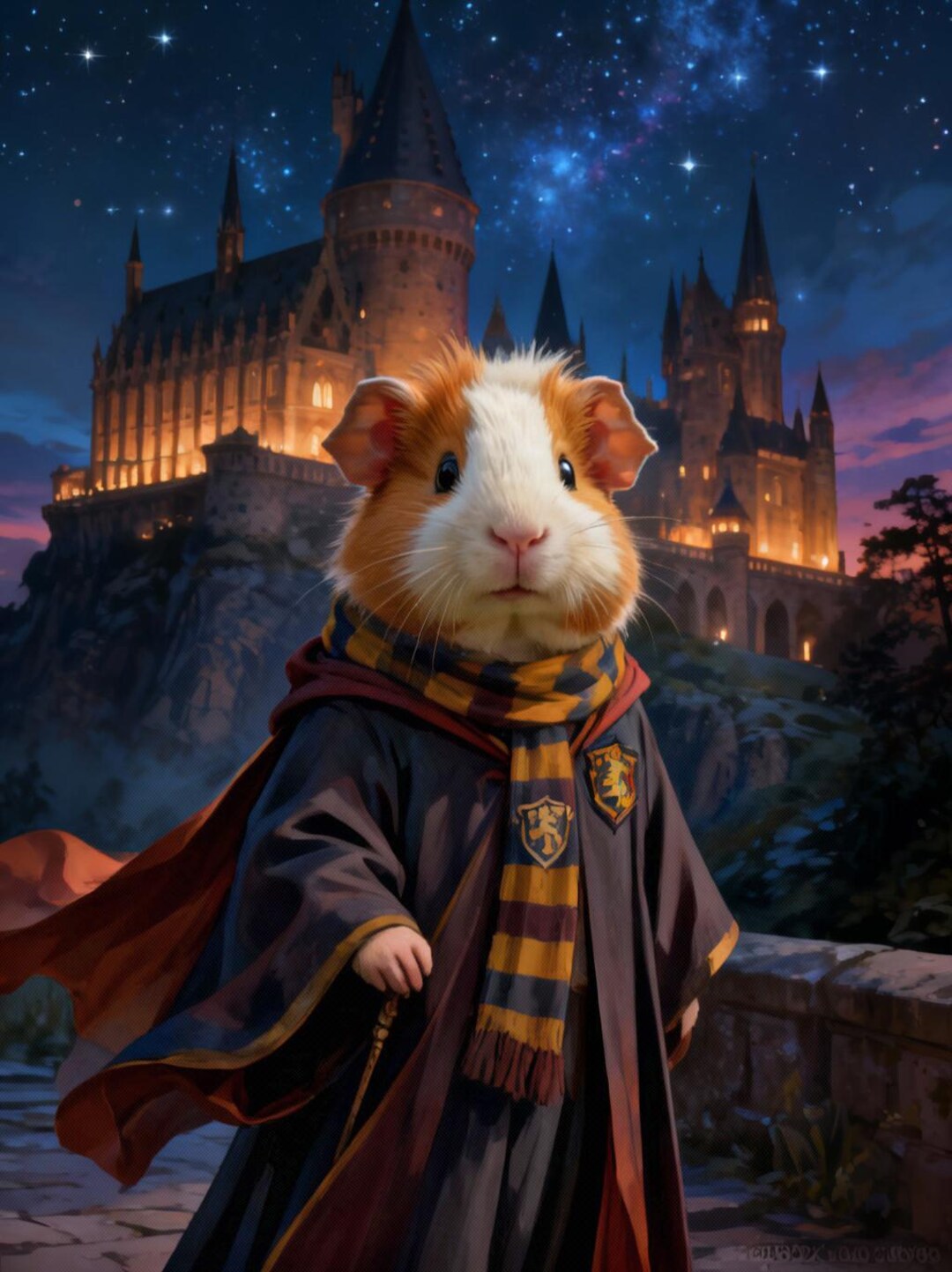 The Harry Potter Hogwarts Inspired Pet Portrait From Photo, Custom Cat ...
