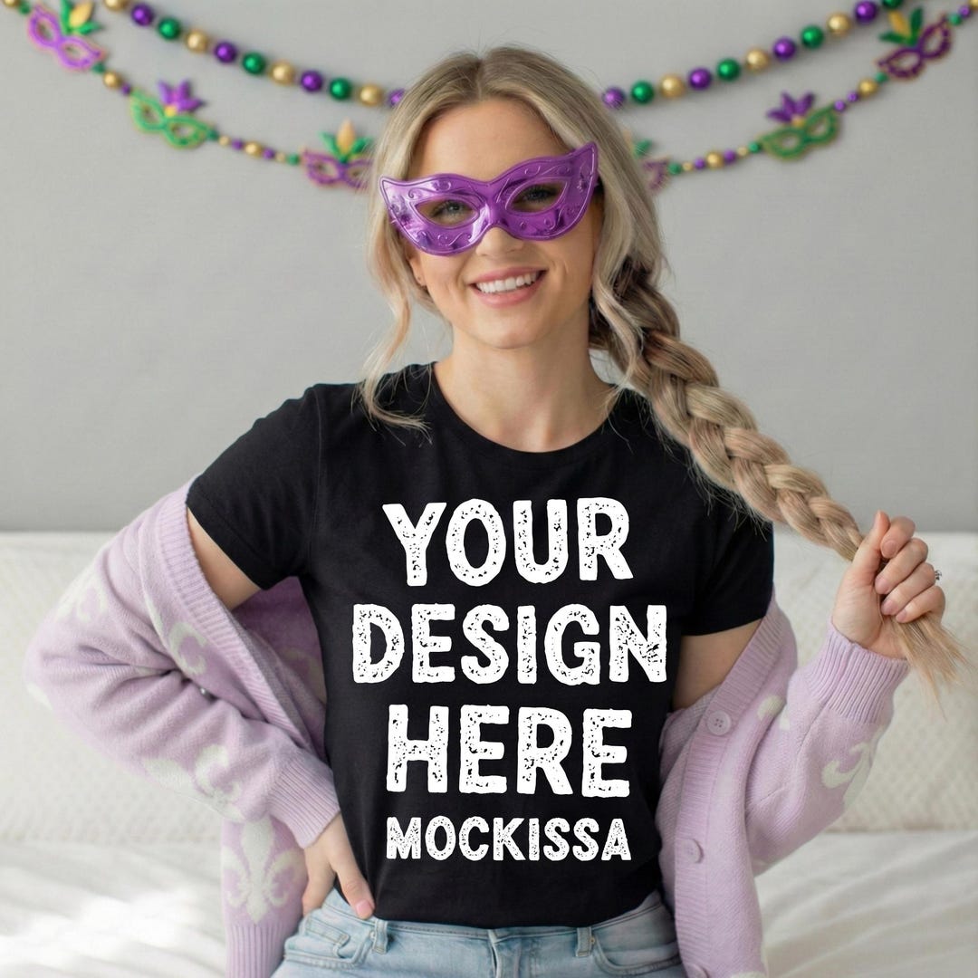 Comfort Colors C1717 Black Mockup | Mardi Gras Shirt | Real Model Tee ...
