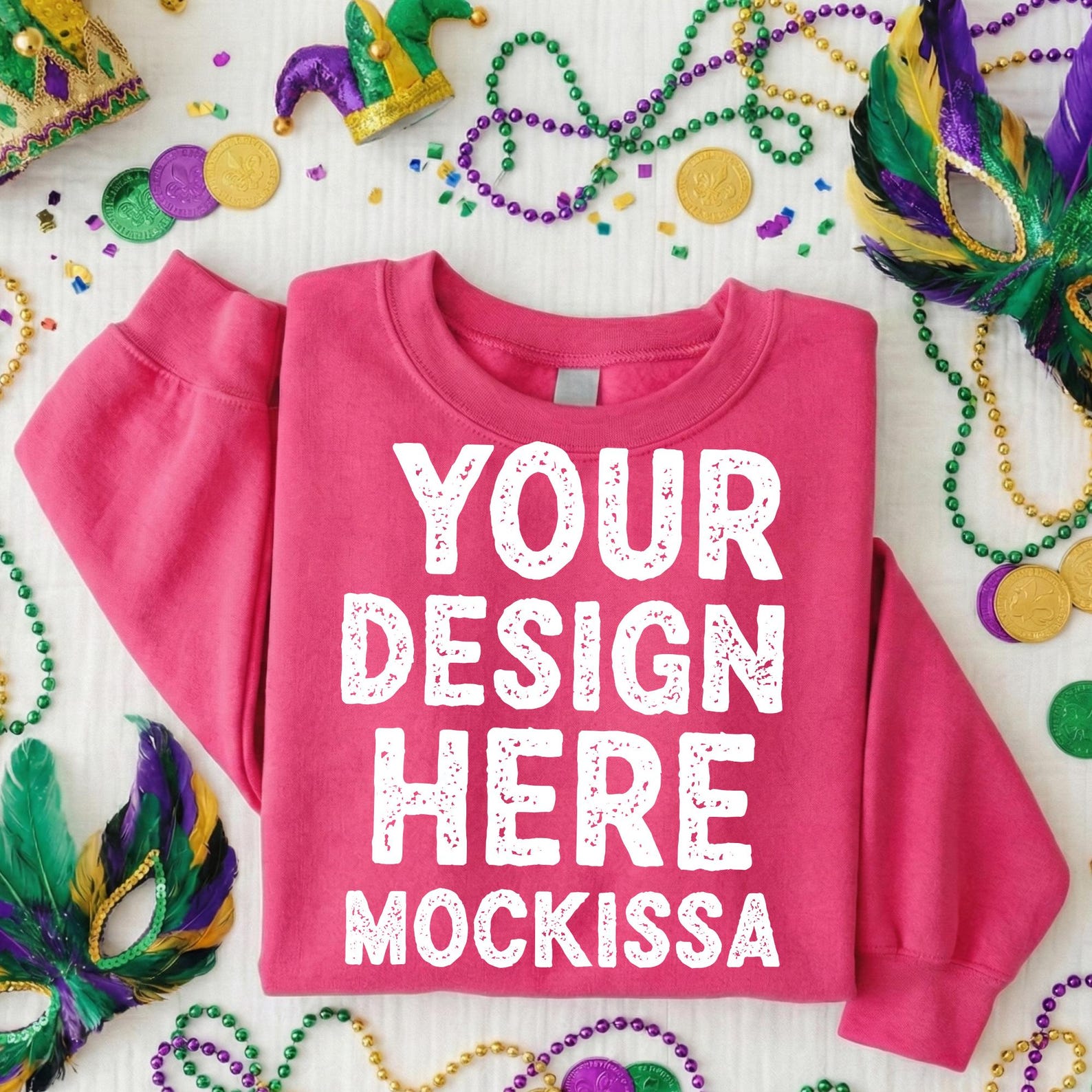 Mardi Gras Sweatshirt & T-shirt Mockup | Carnival Apparel (digital ...