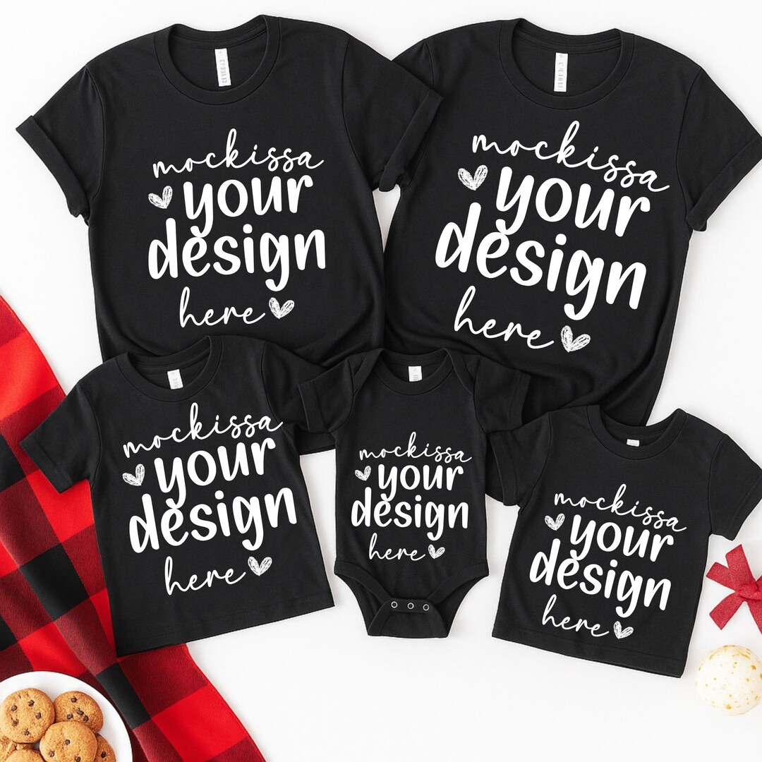 Black Family Shirt Mockup Bella Canvas | Christmas Matching Shirts ...