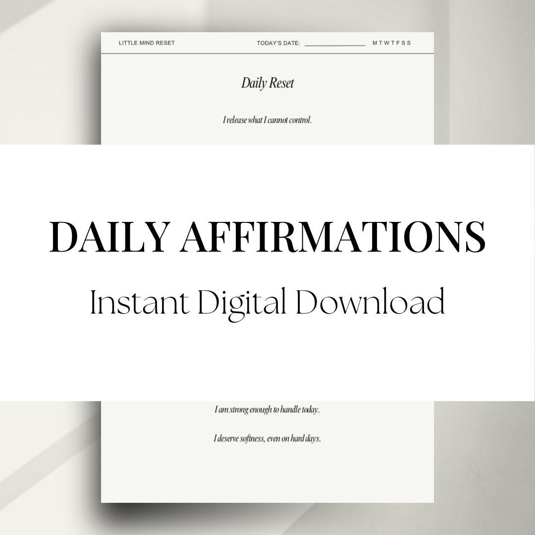 Daily Affirmations Worksheet | Printable Self Care Page | Positive ...