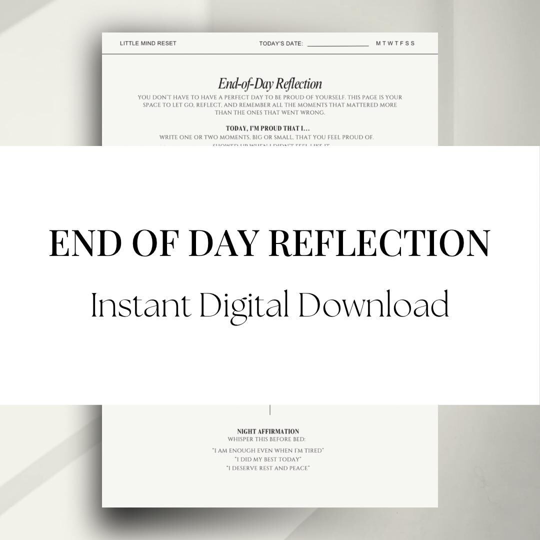 End of Day Reflection Worksheet | Printable Journal for Mums (digital ...