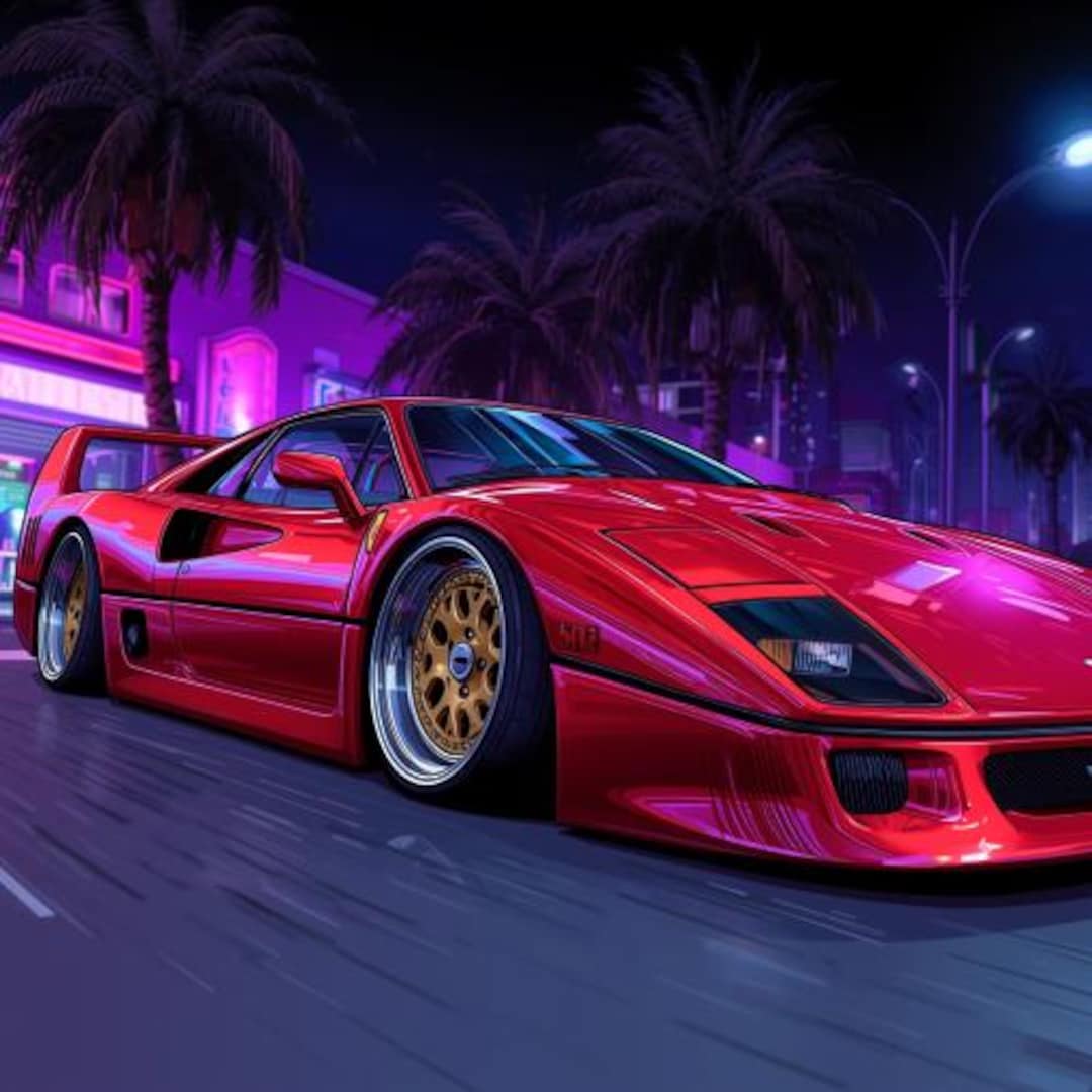 Ferrari F40 Style Image Background Print Template for Poster Art Wall ...