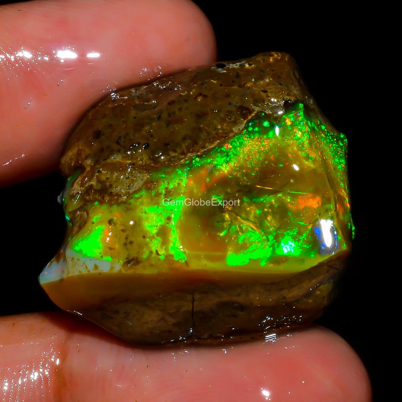 Opal Rough Gemstone, Natural Crystal Opal Welo Fire Opal, Flashy Fire ...