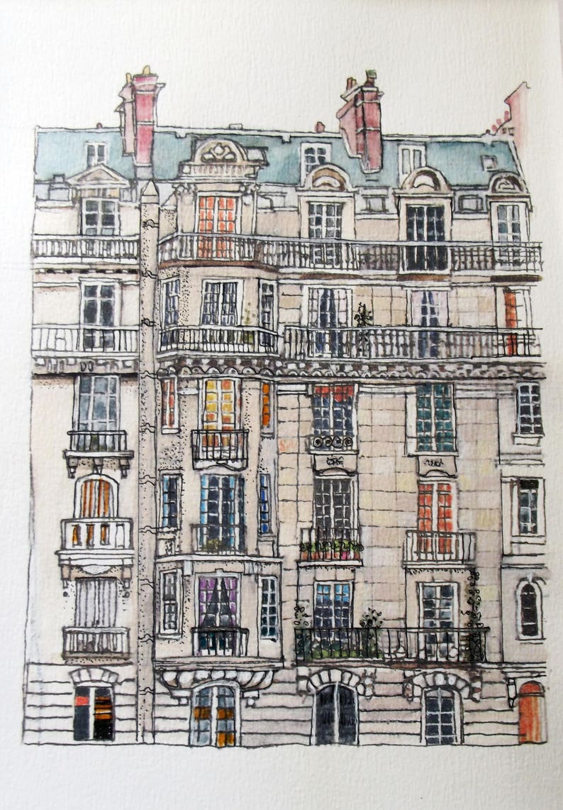 Paris Street Scene Houses in France Print From My Original - Etsy UK