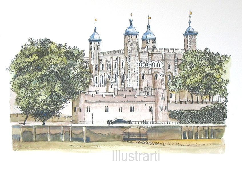 Print Tower of London From Original Drawing and Painting - Etsy