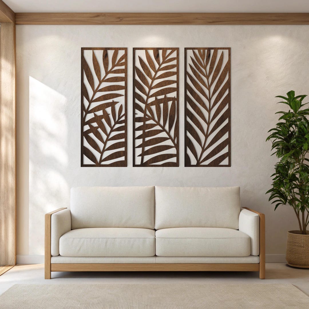 Tropical Leaves Wooden Wall Art, Tropical Leaf Wood Panels, Wooden Leaf ...