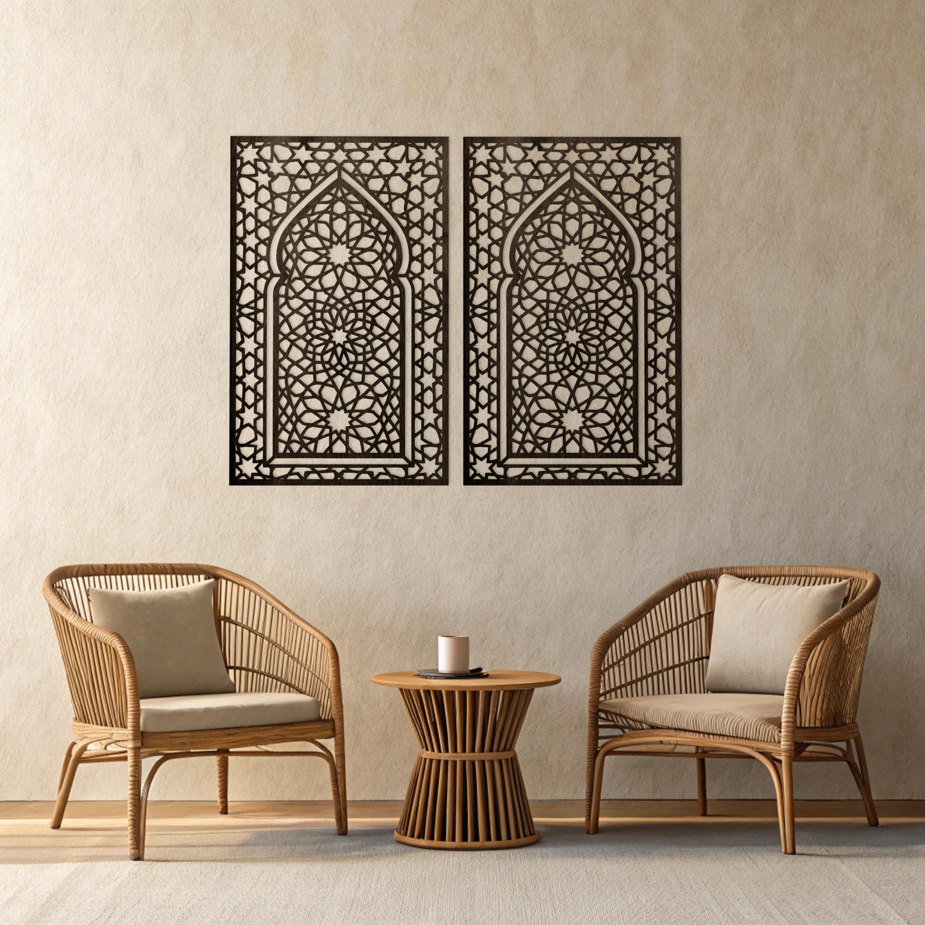 Moroccan Wood Panels, Lattice Decorative Panels, Arabic Windows Wall ...