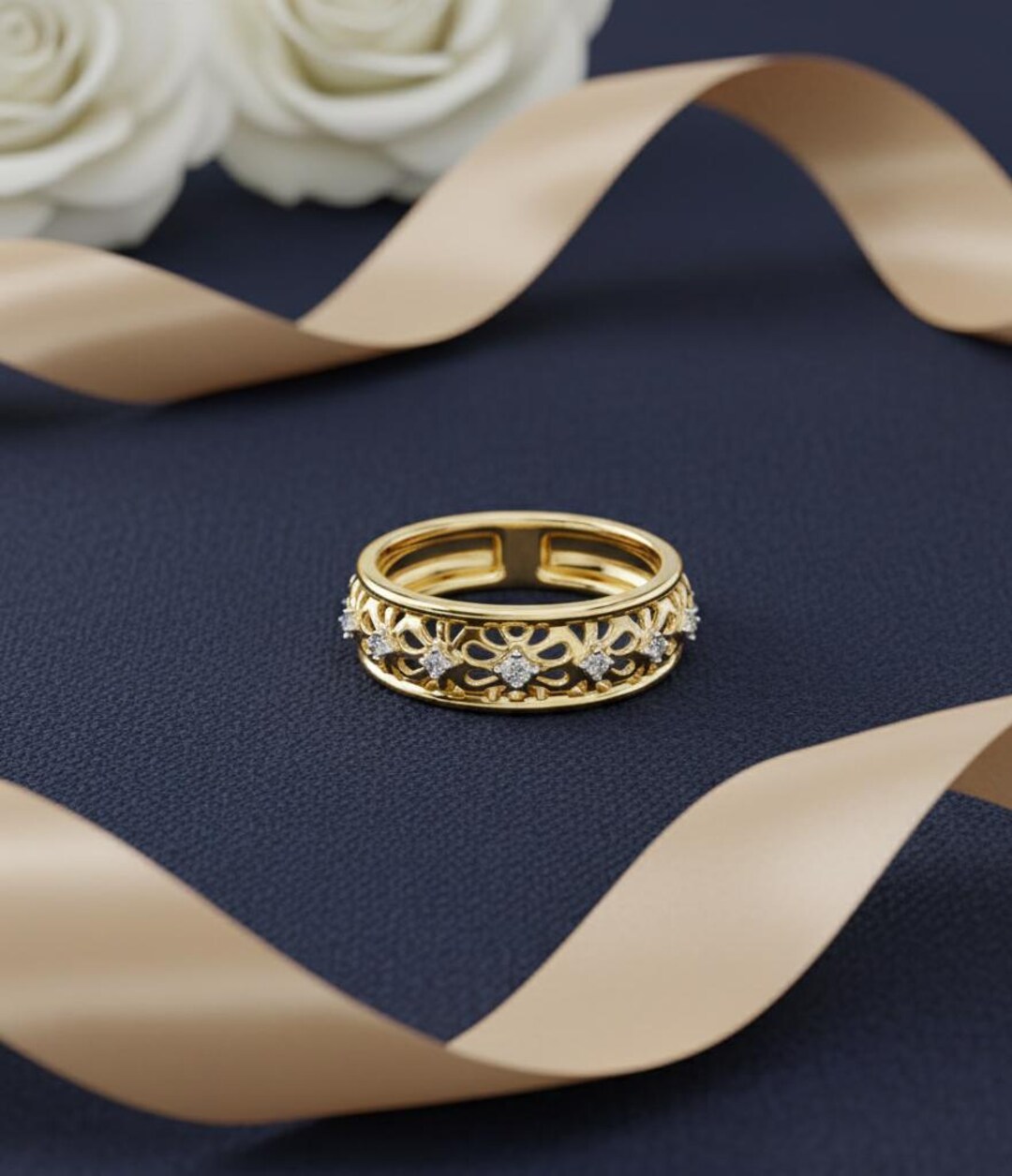 Dainty Stackable Diamond Ring for Women- Vintage Style Eternity Band ...