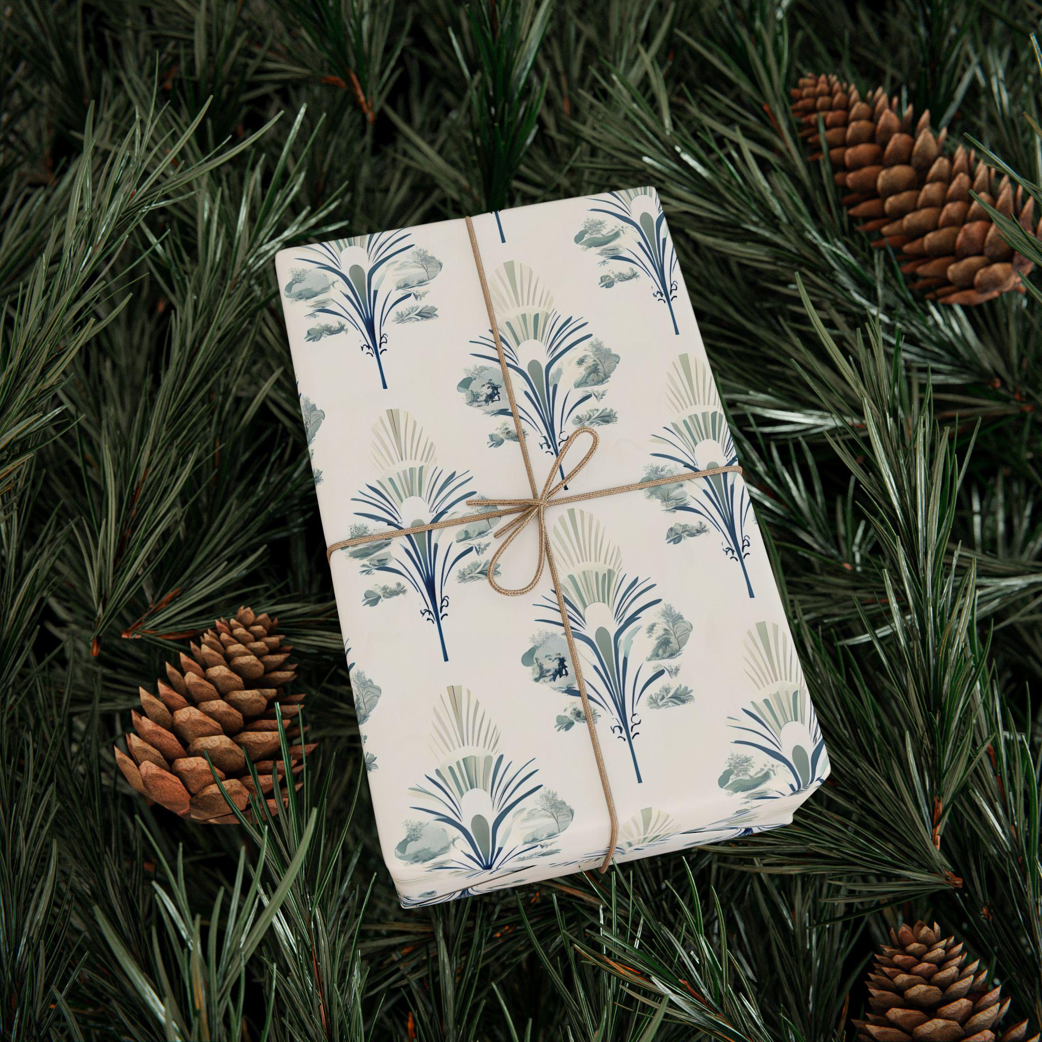 Blue & Grey Toile Wrapping Paper: Housewarming, Co-worker Gift - Etsy
