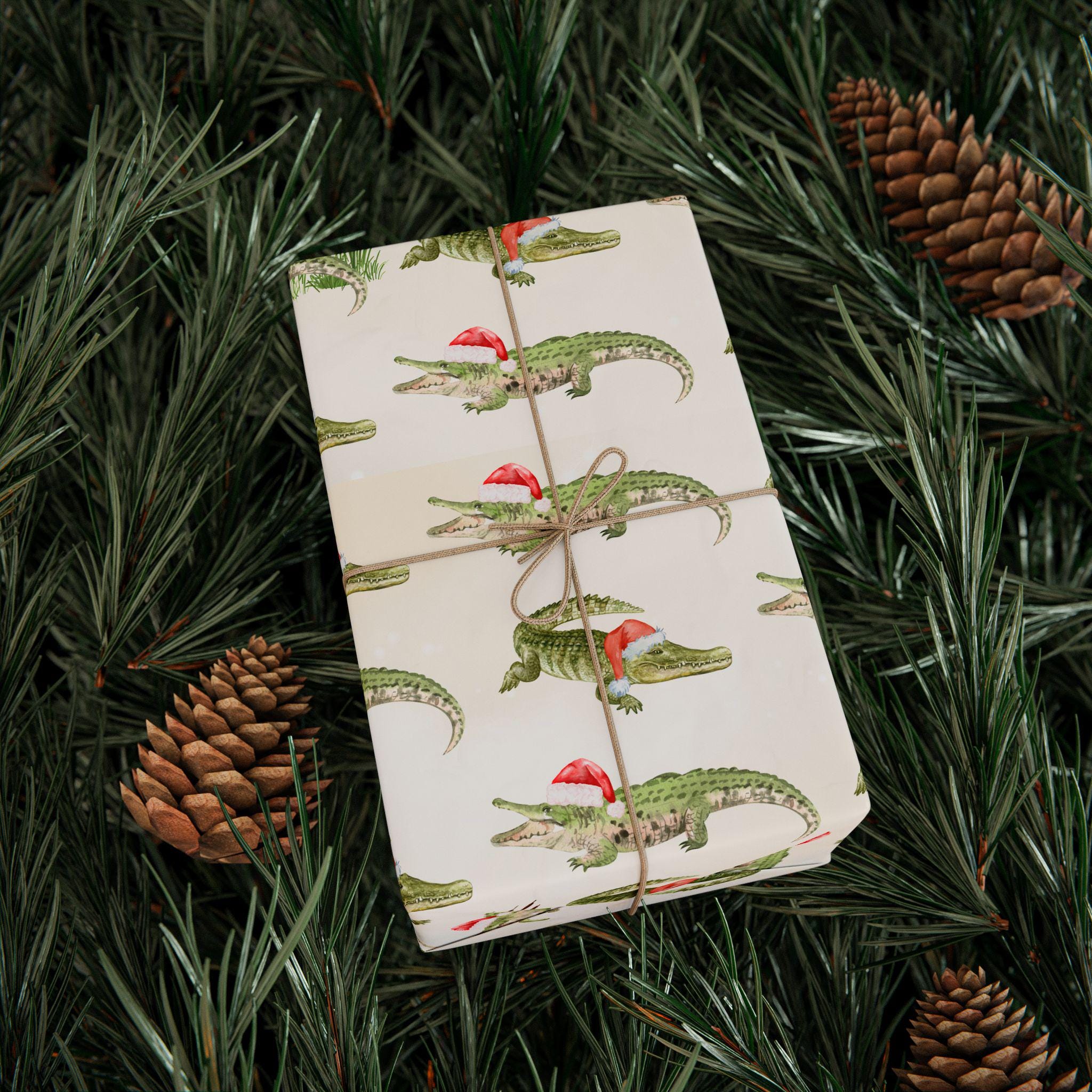 Christmas Gator Wrapping Paper: Coastal Living, Southern Gifting - Etsy