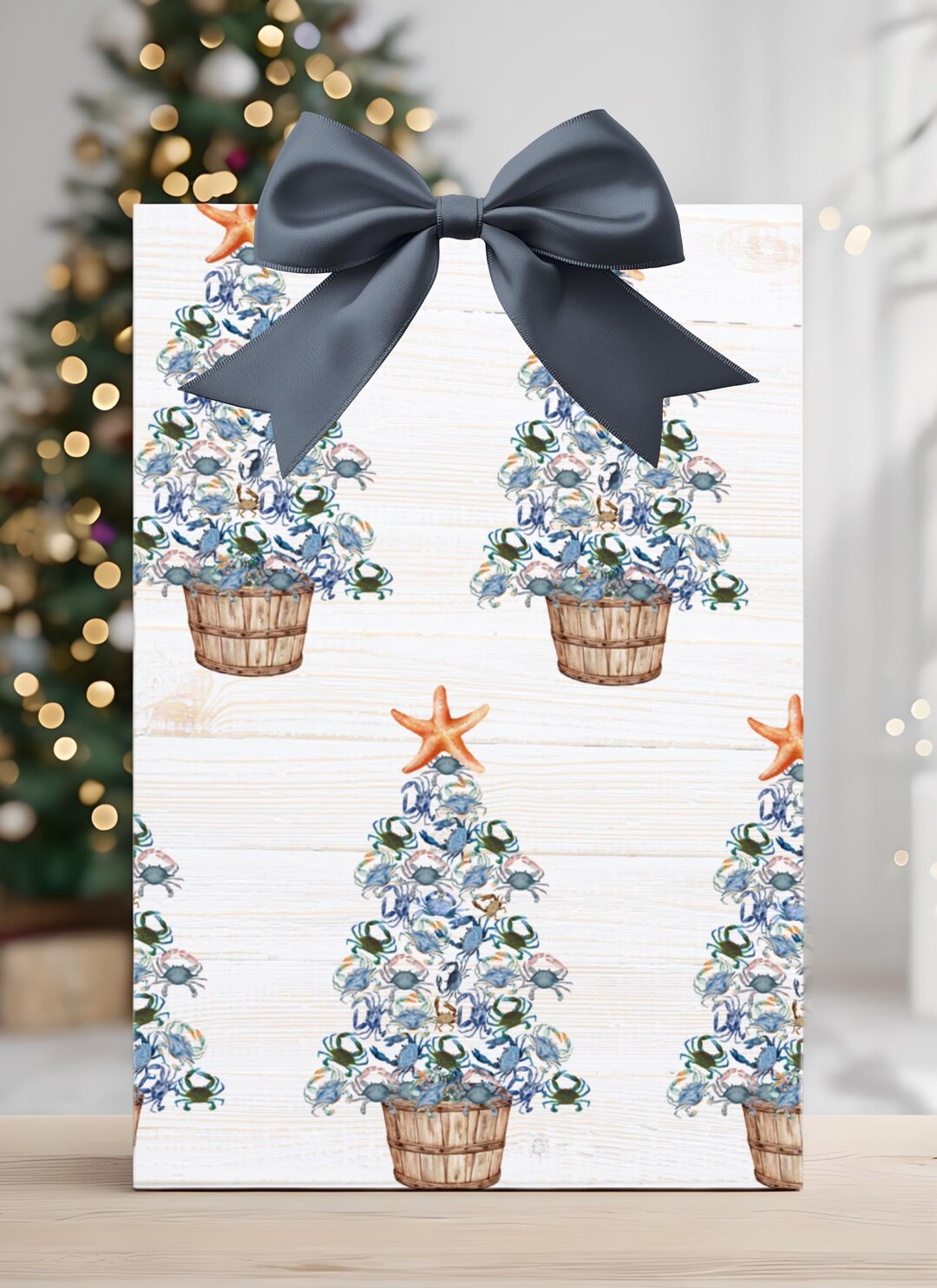 Christmas Crab Tree Wrapping Paper: Southern Hospitality, Coastal ...