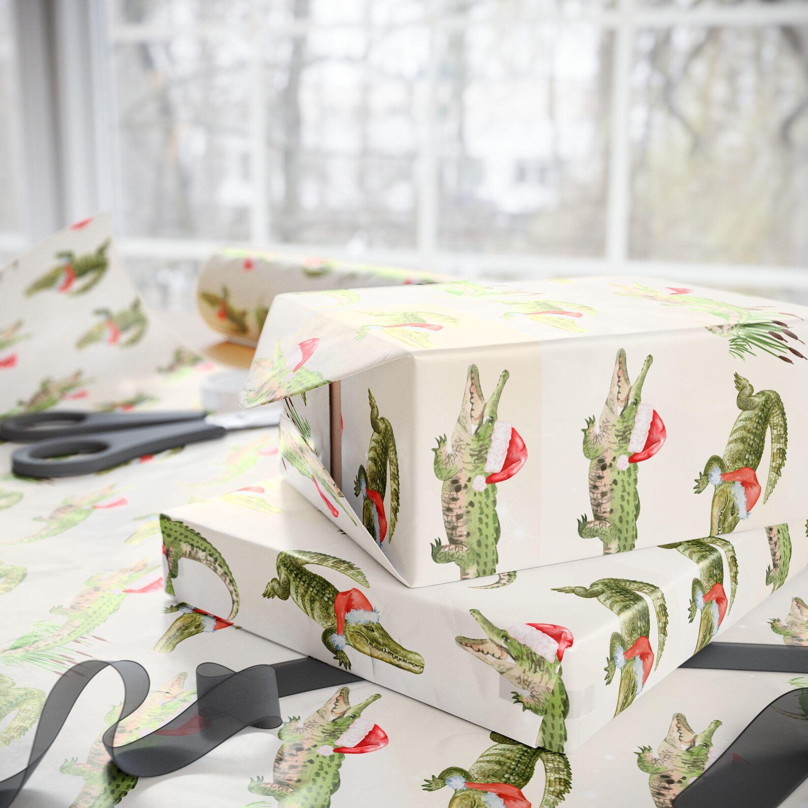 Christmas Gator Wrapping Paper: Coastal Living, Southern Gifting - Etsy