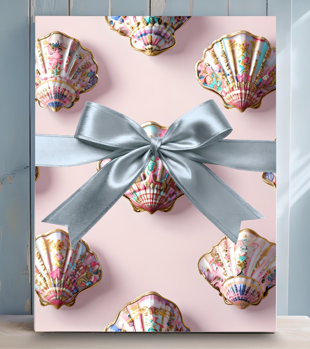 Pink Sea Shell Wrapping Paper - Etsy