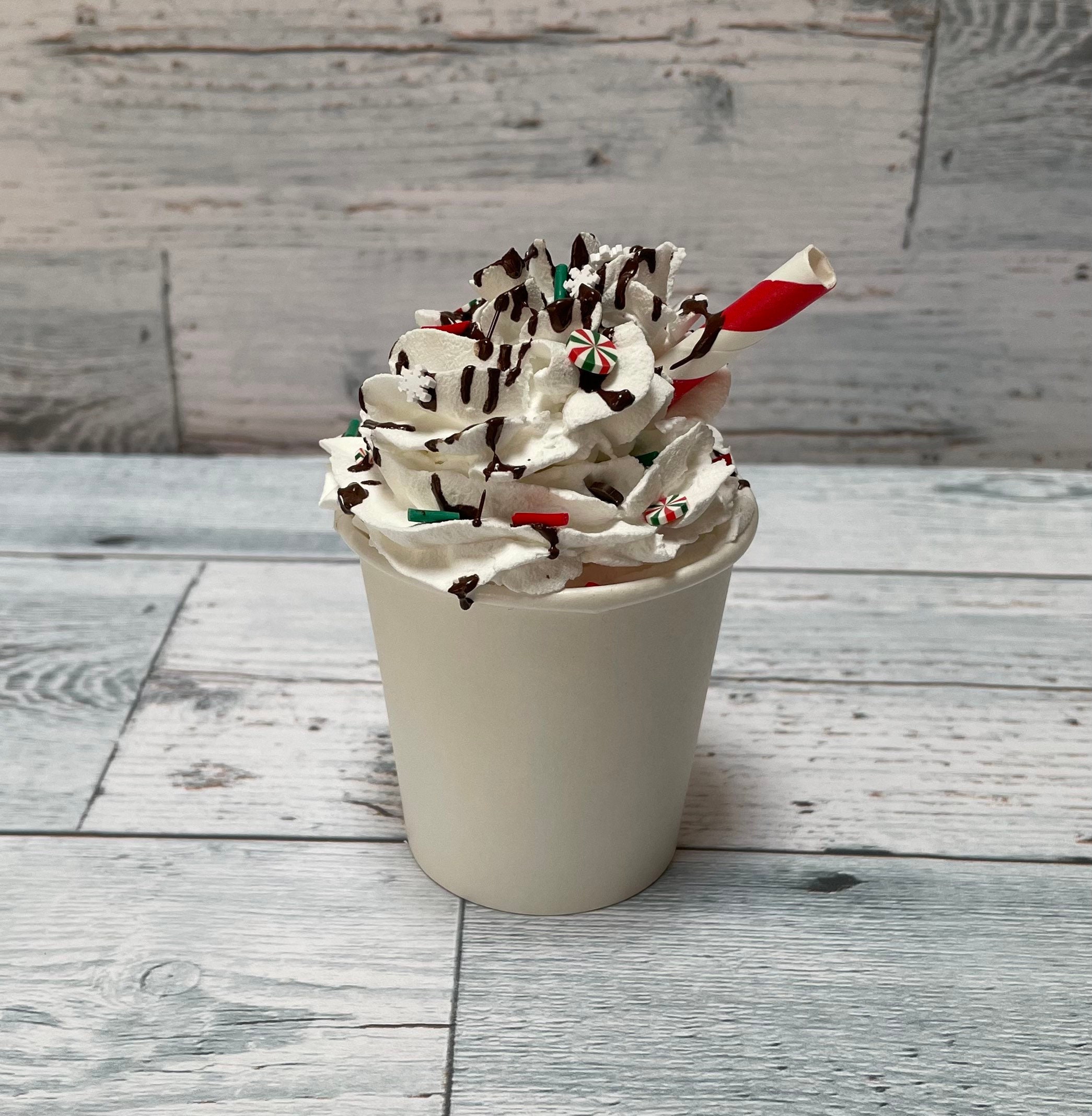 Faux Mini Christmas Whipped Cream Coffee Cups Faux Hot Cocoa | Etsy