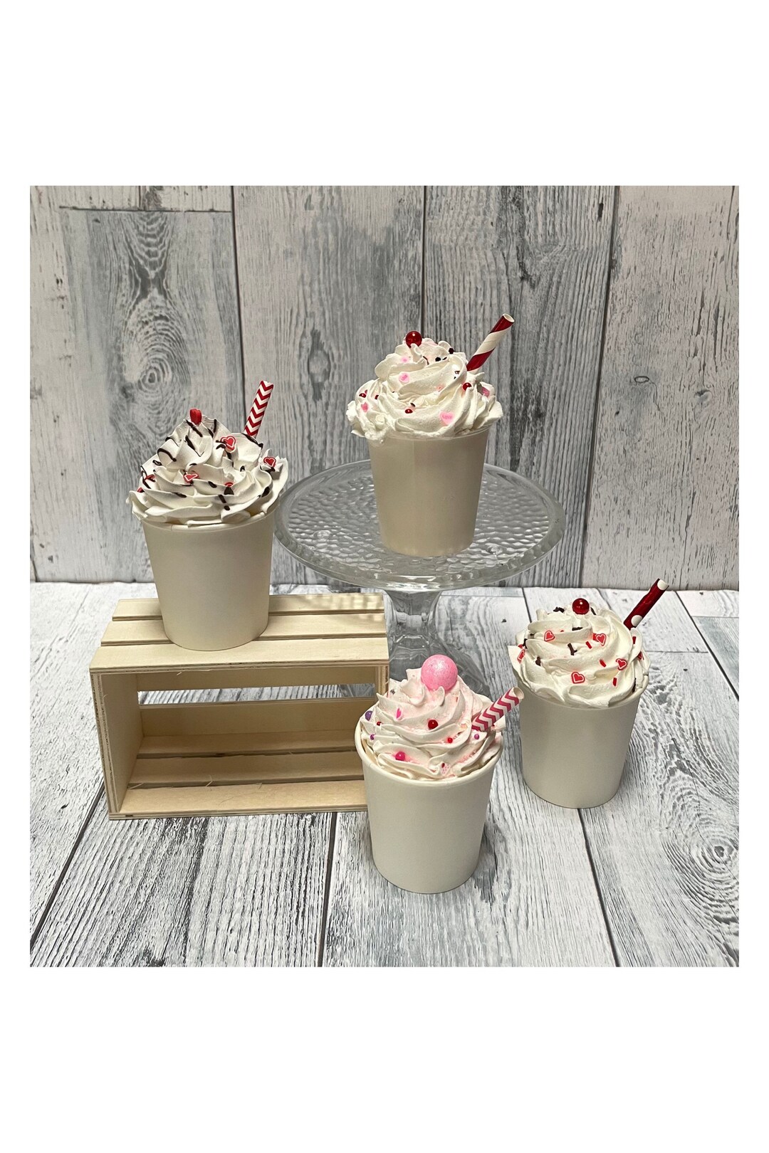Faux Mini Valentine's Day Whipped Cream Coffee Cups Faux - Etsy