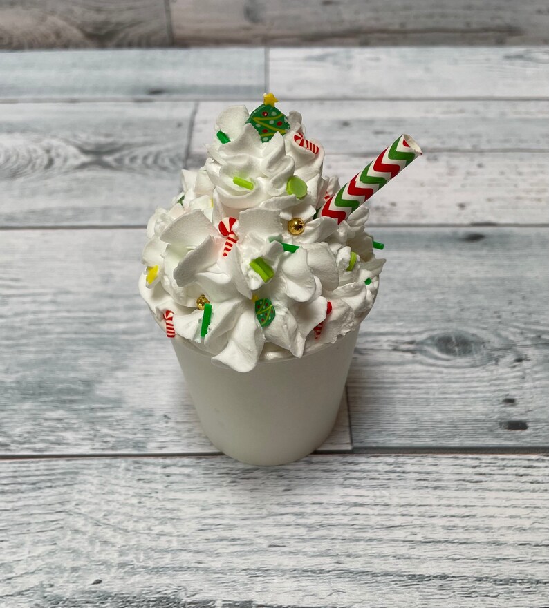 Faux Mini Christmas Whipped Cream Coffee Cups, Faux Hot Cocoa Prop, Hot ...