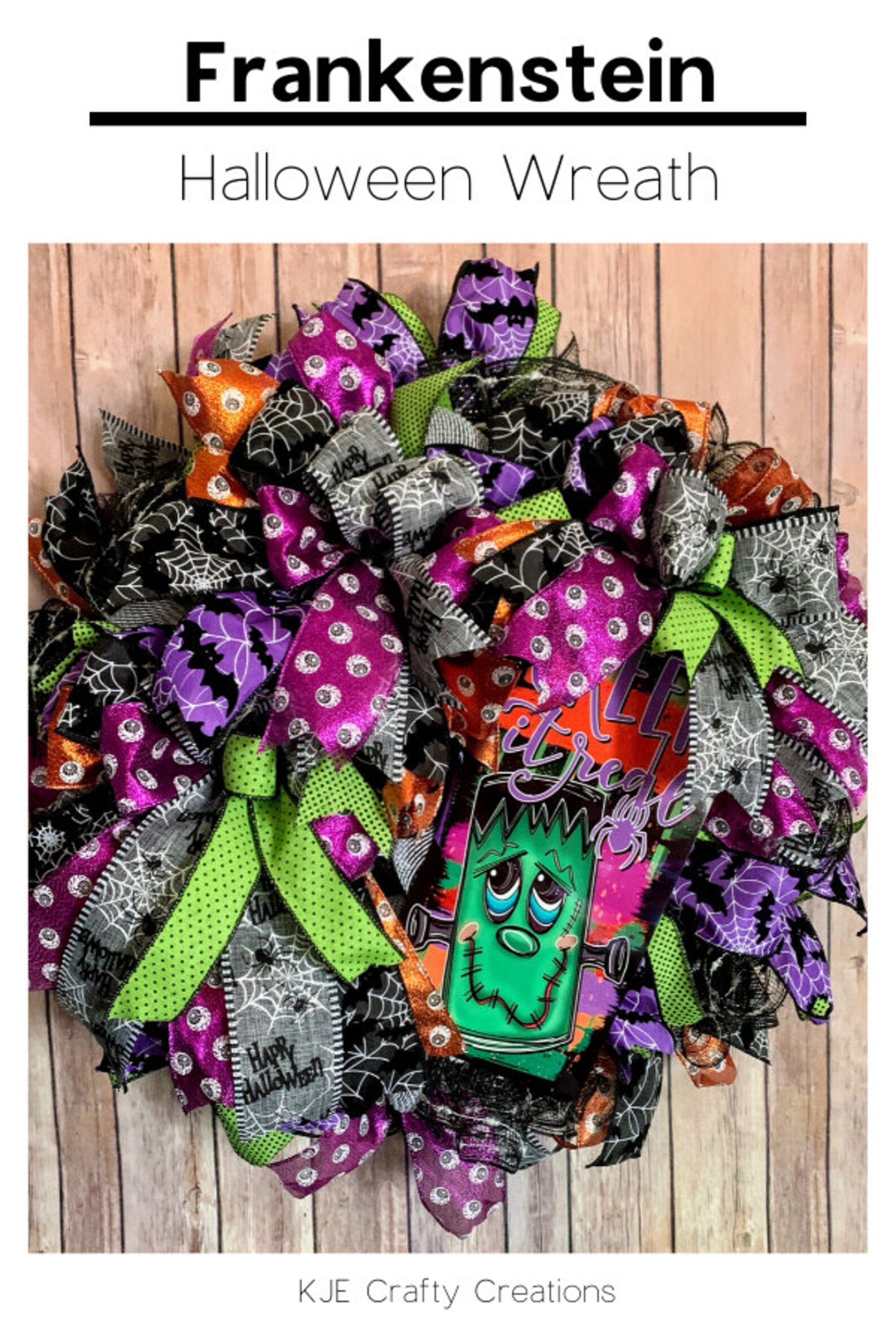 Frankenstein Halloween Wreath for the Front Door Trick or | Etsy