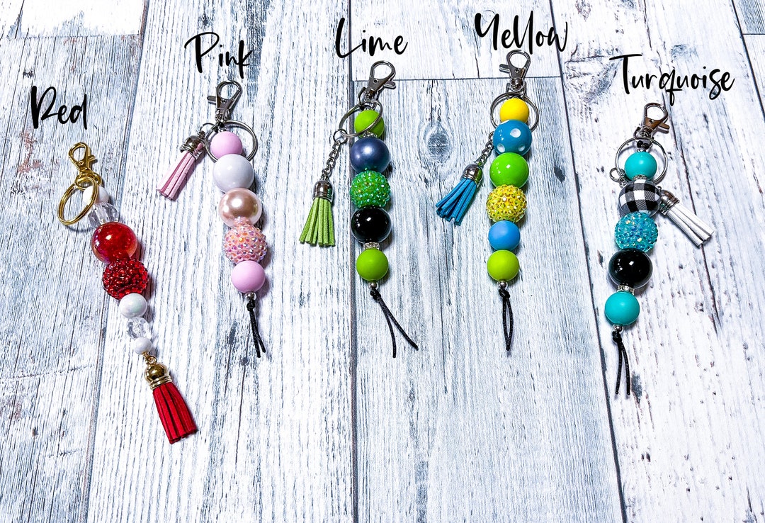Bubblegum Bead Keychain, Acrylic and Silicone Bead Key Chain, Chunky ...