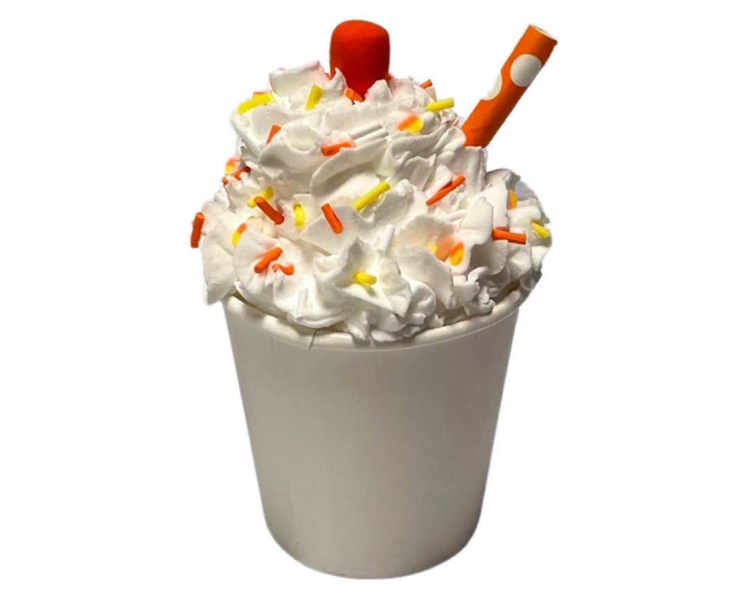 Faux Mini Halloween Cream Coffee Cup, Fake Fall Candy Corn Whip Cream ...