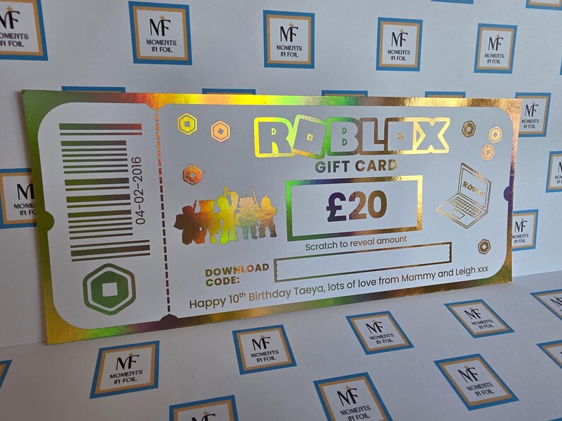 Personalised Roblox Gift Voucher Scratch off With Robux Coin : Custom ...