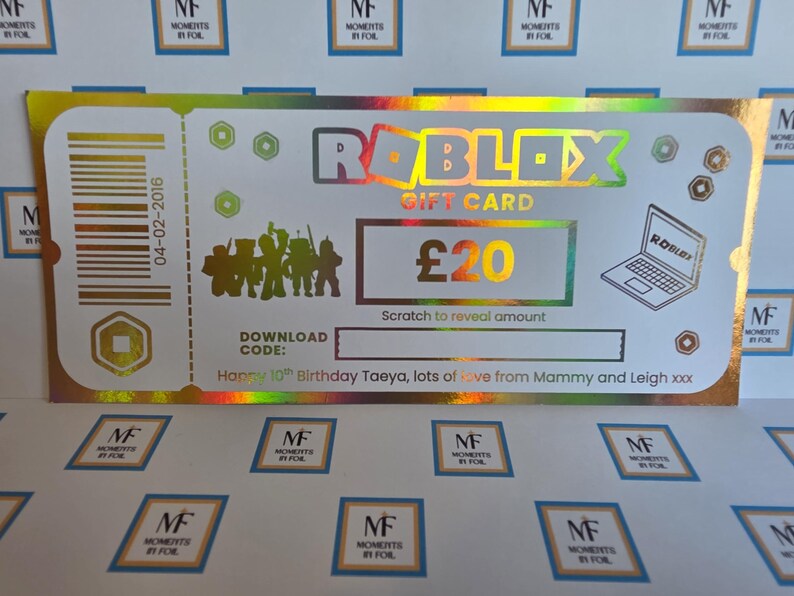 Personalised Roblox Gift Voucher Scratch off With Robux Coin : Custom ...