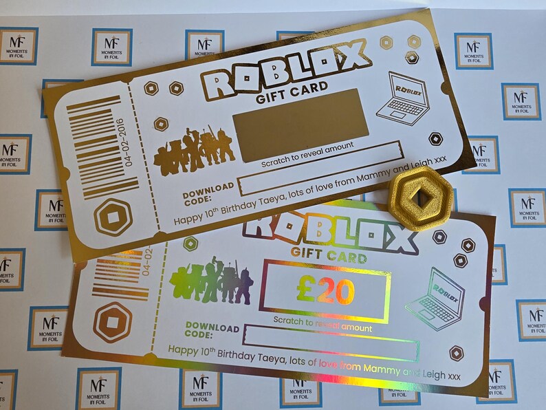 Personalised Roblox Gift Voucher Scratch off With Robux Coin : Custom ...