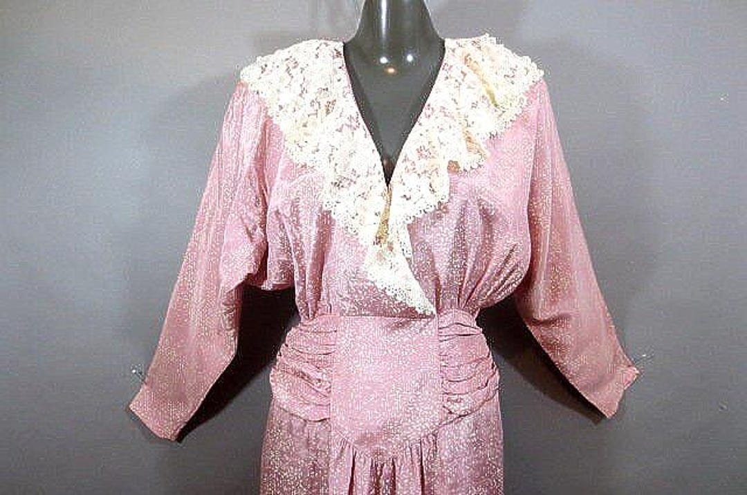 Vintage 1980's NINA PICCALINO, Dress, Pink With White Specks, Rayon ...