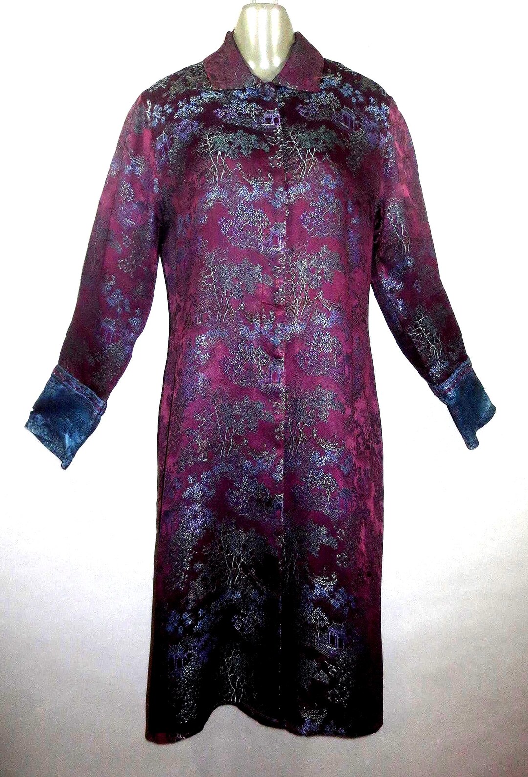 Vintage Midi Brocade Coat, Hidden Button Panel, Shell Buttons, CITRON ...