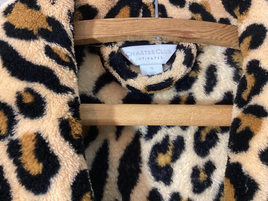 Plush Leopard Wrap Front Robe, CHARTER CLUB Intimates Label, Patch ...