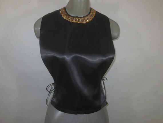 Vintage 1930s Dickie Black Satin And Gold Sequin B… Gem