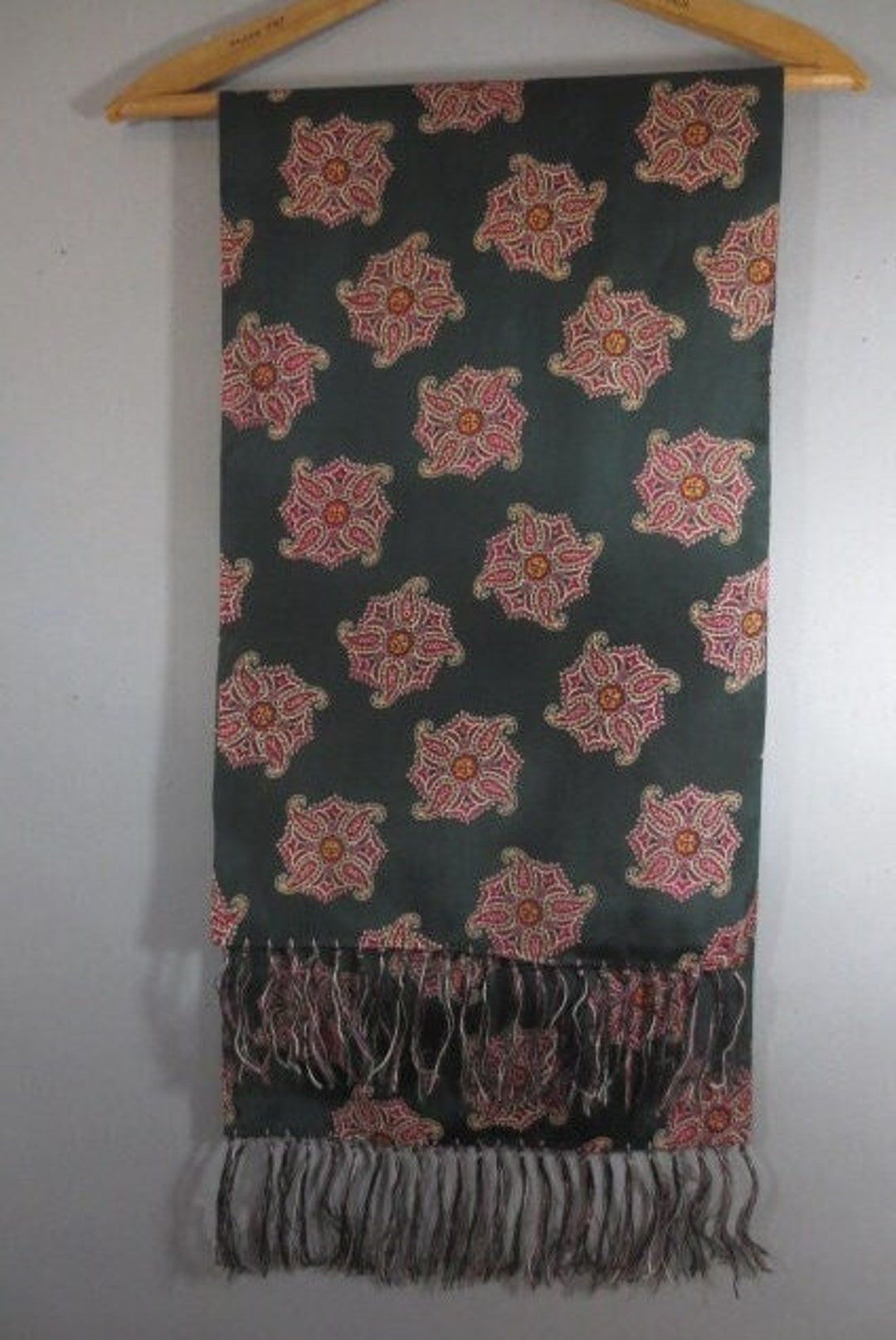 Vintage 1940's Opera Scarf, Men's Dress Scarf, Rayon Fringed Neck Scarf ...