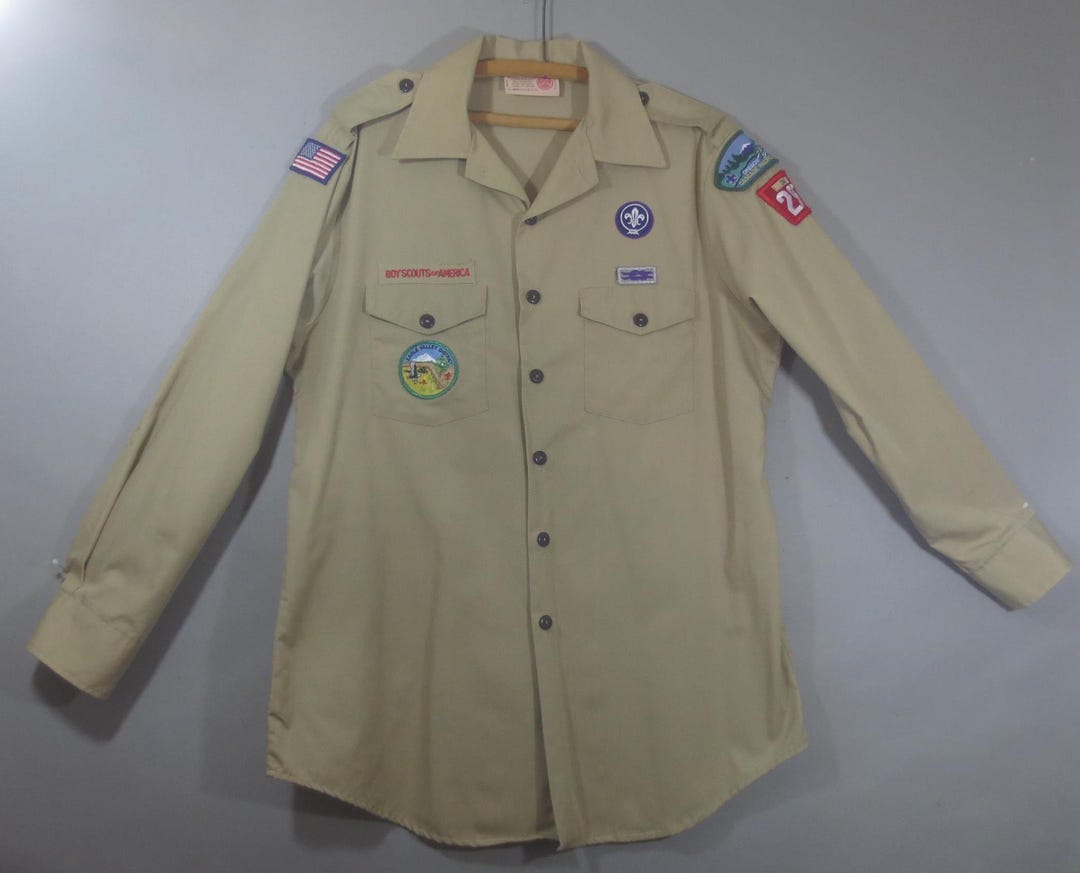 Official Mens Boy Scout Shirt, Long Sleeved, Epaulets, Button Flap ...