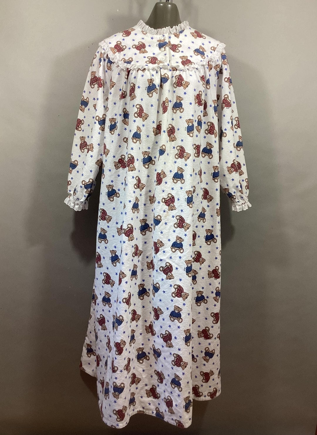 Flannel Nightgown, LANZ of SALZBURY USA, Maxi Gown, 6 Button Front Neck ...