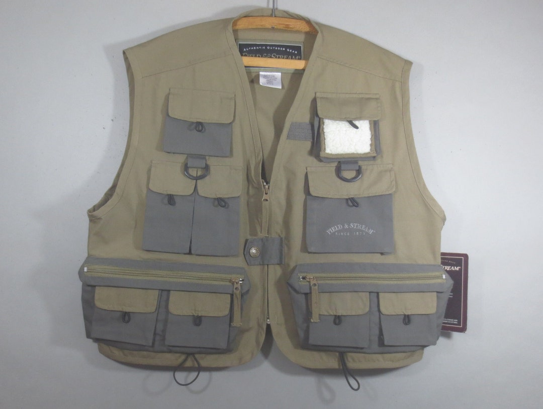 Fishing Vest, FIELD and STREAM, Zipper Front, Zipper Pockets, Velcro ...