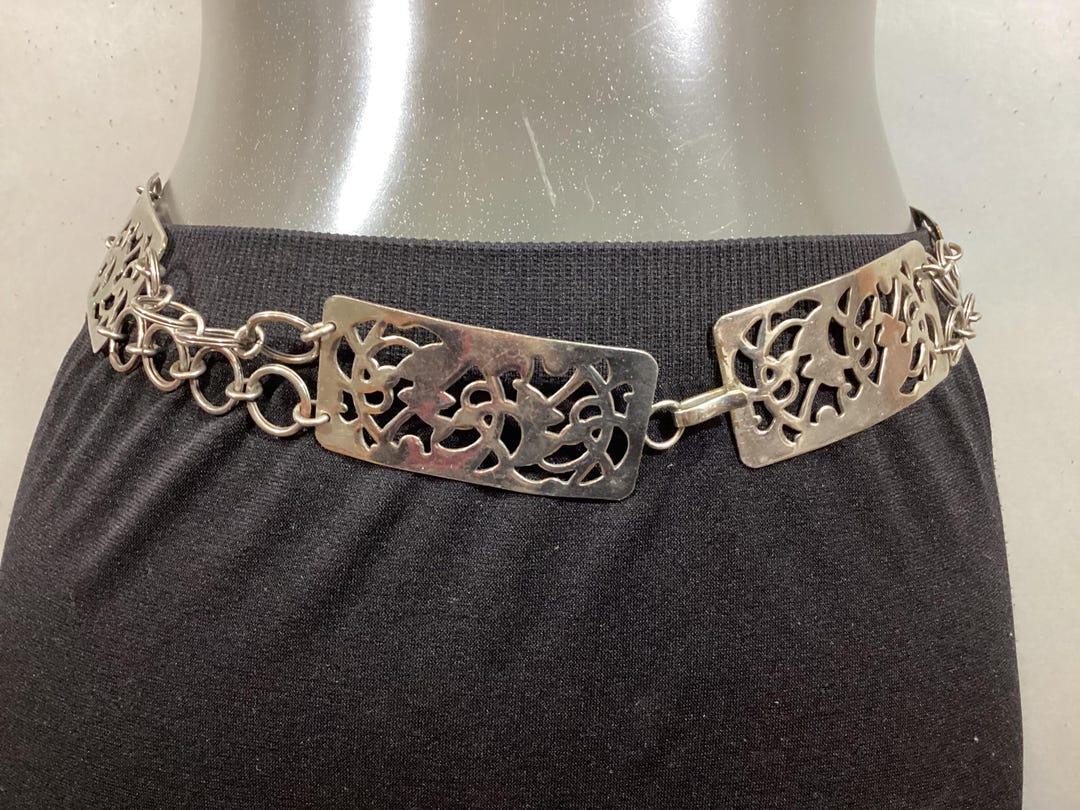 Vintage Metal Link Belt, Rectangular Links, Jump Ring Connectors ...