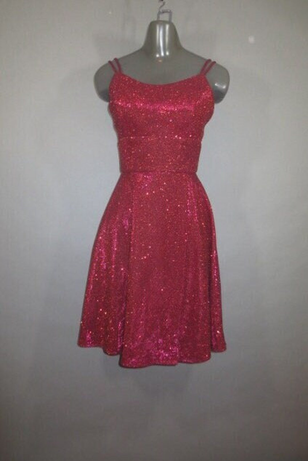 Red Metallic Cocktail Dress, Prom Dress, Open Back With Lace Up ...
