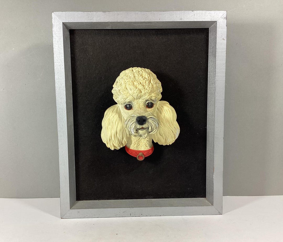 Vintage 1968 Poodle Head Bust, Chalkware Poodle, BOSSOMS England, Wood ...