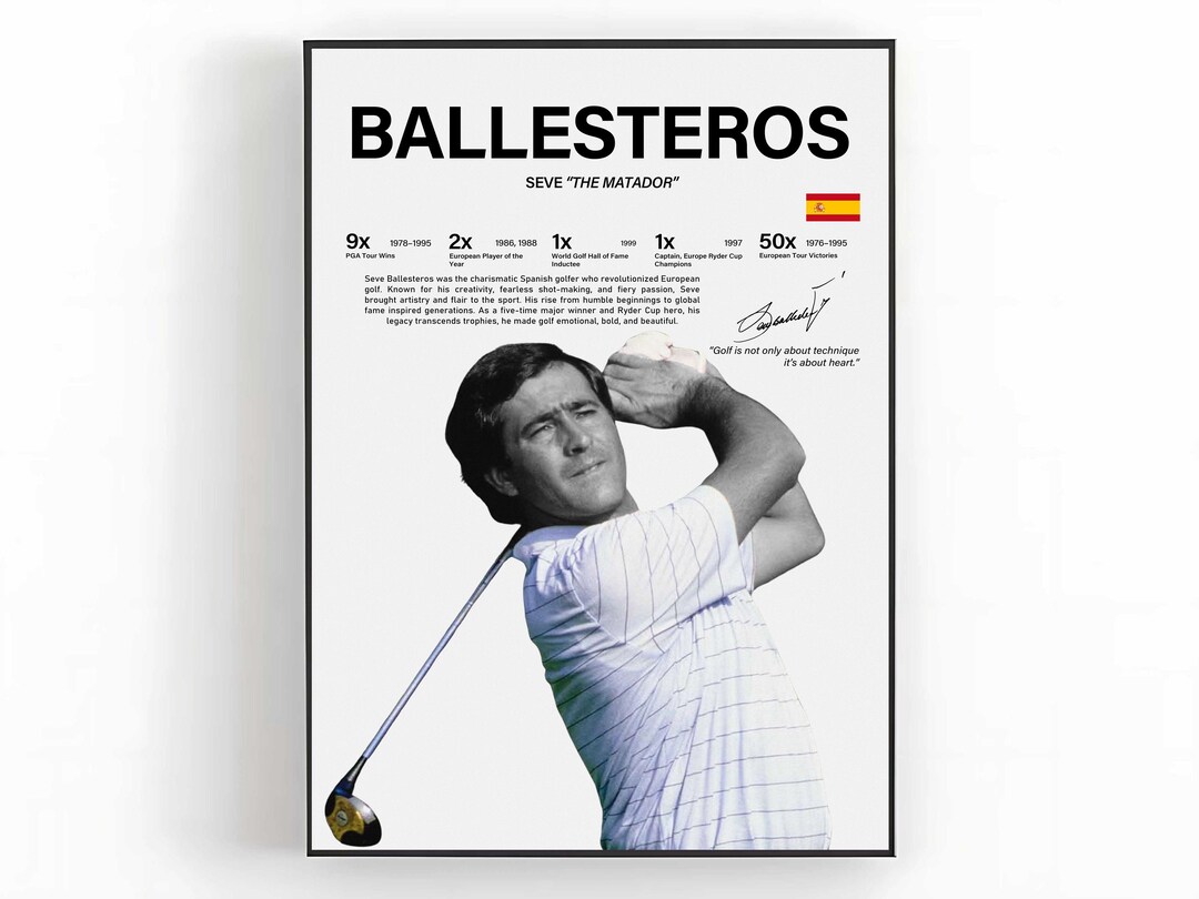Seve Ballesteros Wall Art, Golf Player Poster, Sports Room Decor ...