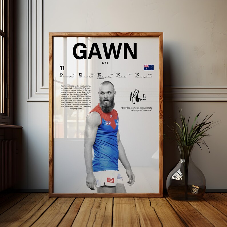 Max Gawn Wall Art, AFL Player Poster, Sports Room Decor, Athlete Print ...