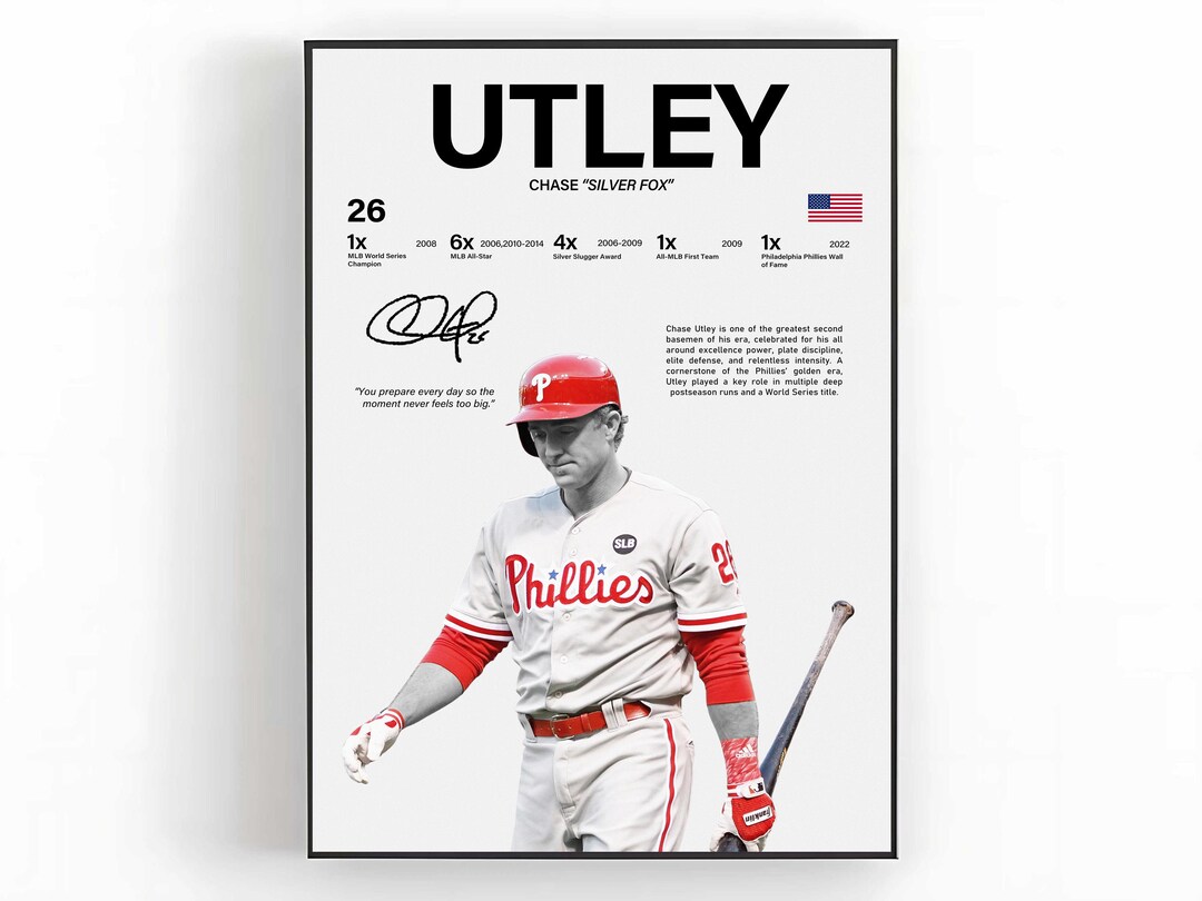 Chase Utley Wall Art, Baseball Player Poster, Sports Room Decor ...