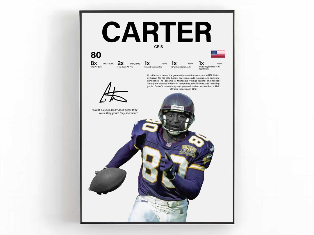 Cris Carter Wall Art, Football Player Poster, Sports Room Decor ...