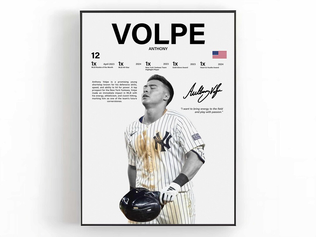 Anthony Volpe Wall Art, Baseball Player Poster, Sports Room Decor ...