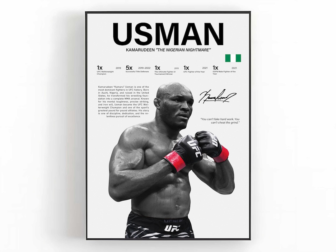 Kamaru Usman Wall Art, UFC Fighter Poster, MMA Room Decor, Athlete ...