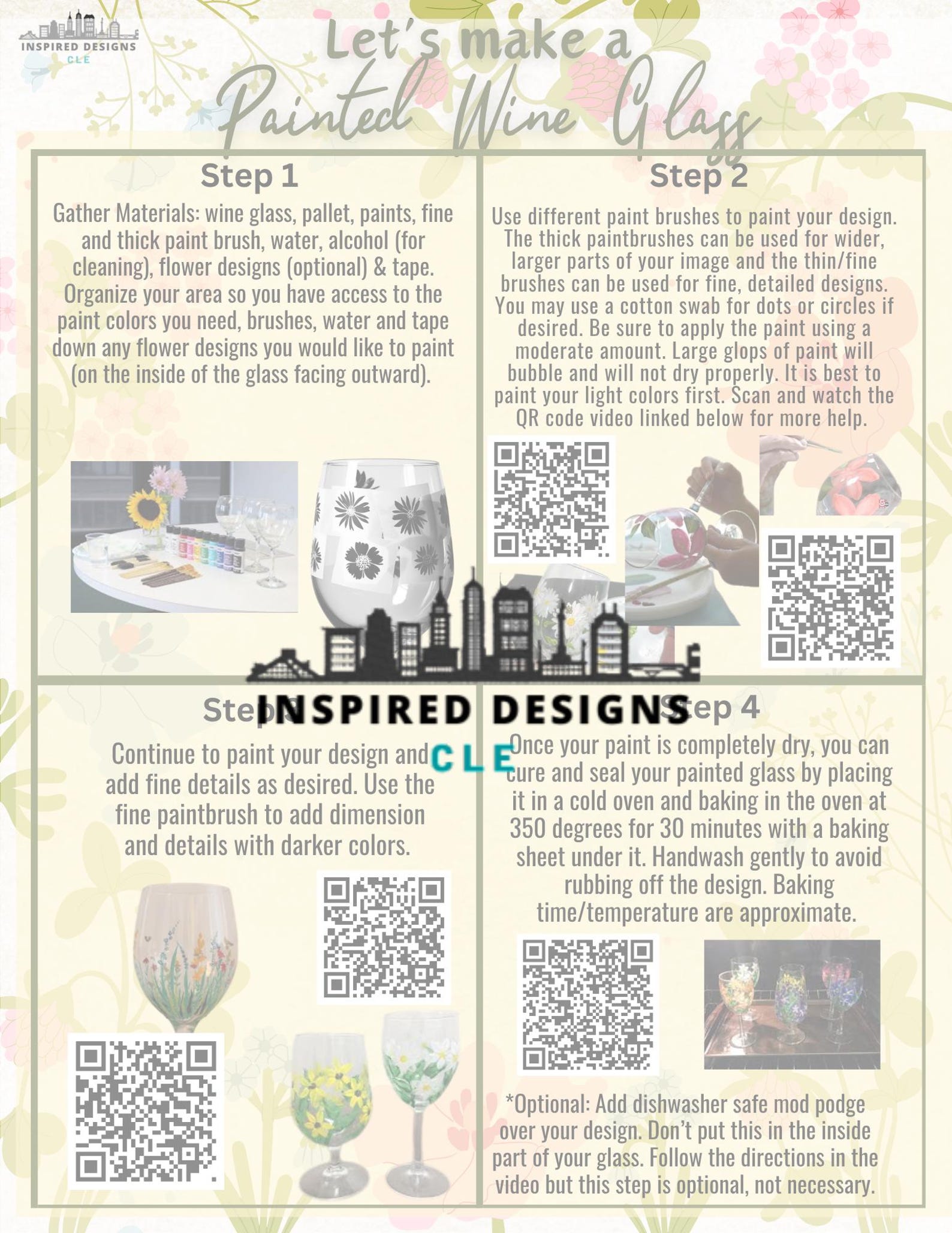 DIY Paint a Wine Glass- Sip and Craft Event Guides- Digital Downloads ...
