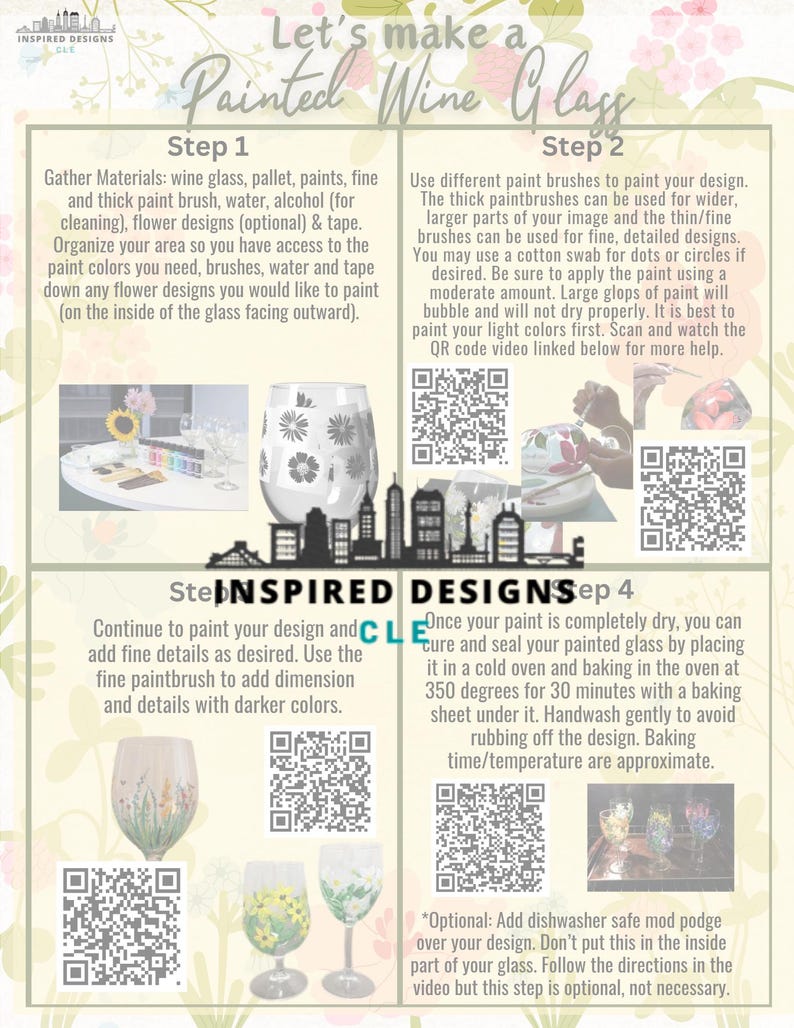 DIY Paint a Wine Glass- Sip and Craft Event Guides- Digital Downloads ...