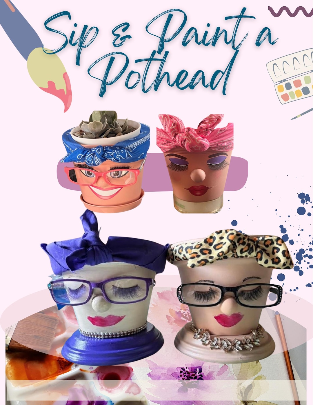 DIY Paint a Pot Head - Sip and Craft Event Guides- Digital Downloads ...
