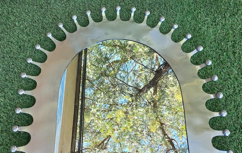 Handmade Mexican Tin Mirror, Arched Shape With Spikes Wall Decor - Etsy