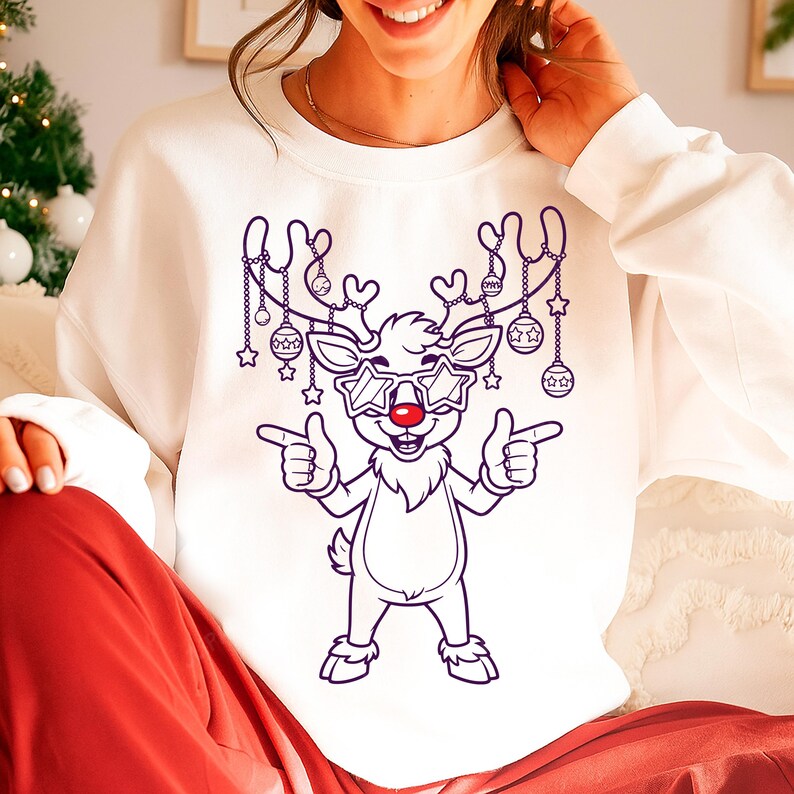 Cool Rudolph Red Nose Reindeer SVG Cut File | One-color Cricut ...