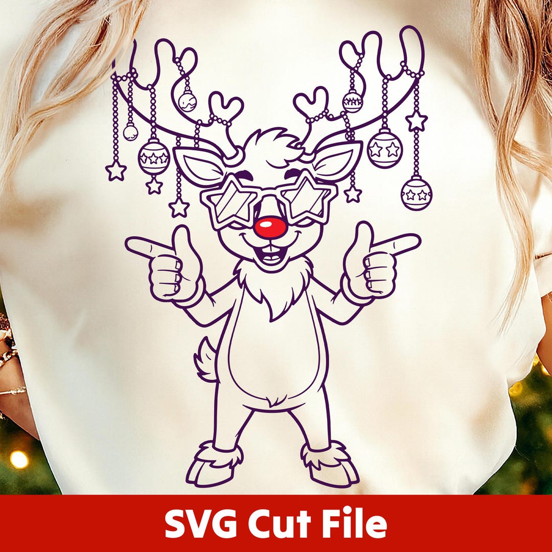 Cool Rudolph Red Nose Reindeer SVG Cut File | One-color Cricut ...